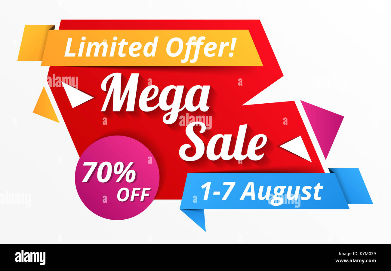 Limited offer mega sale banner, advertisement promotion design, vector ...