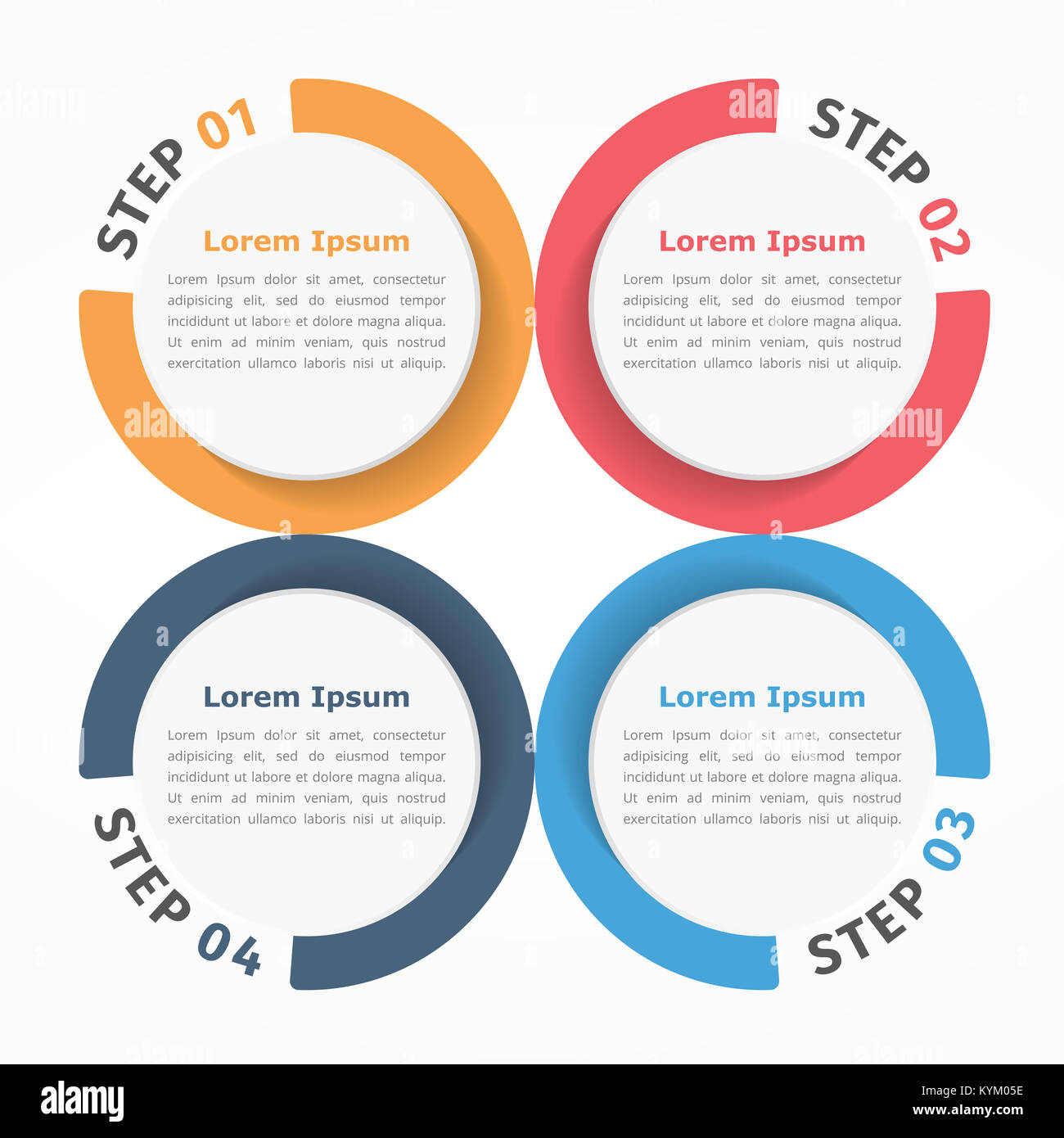Circle diagram with four elements, steps or options, flowchart or ...