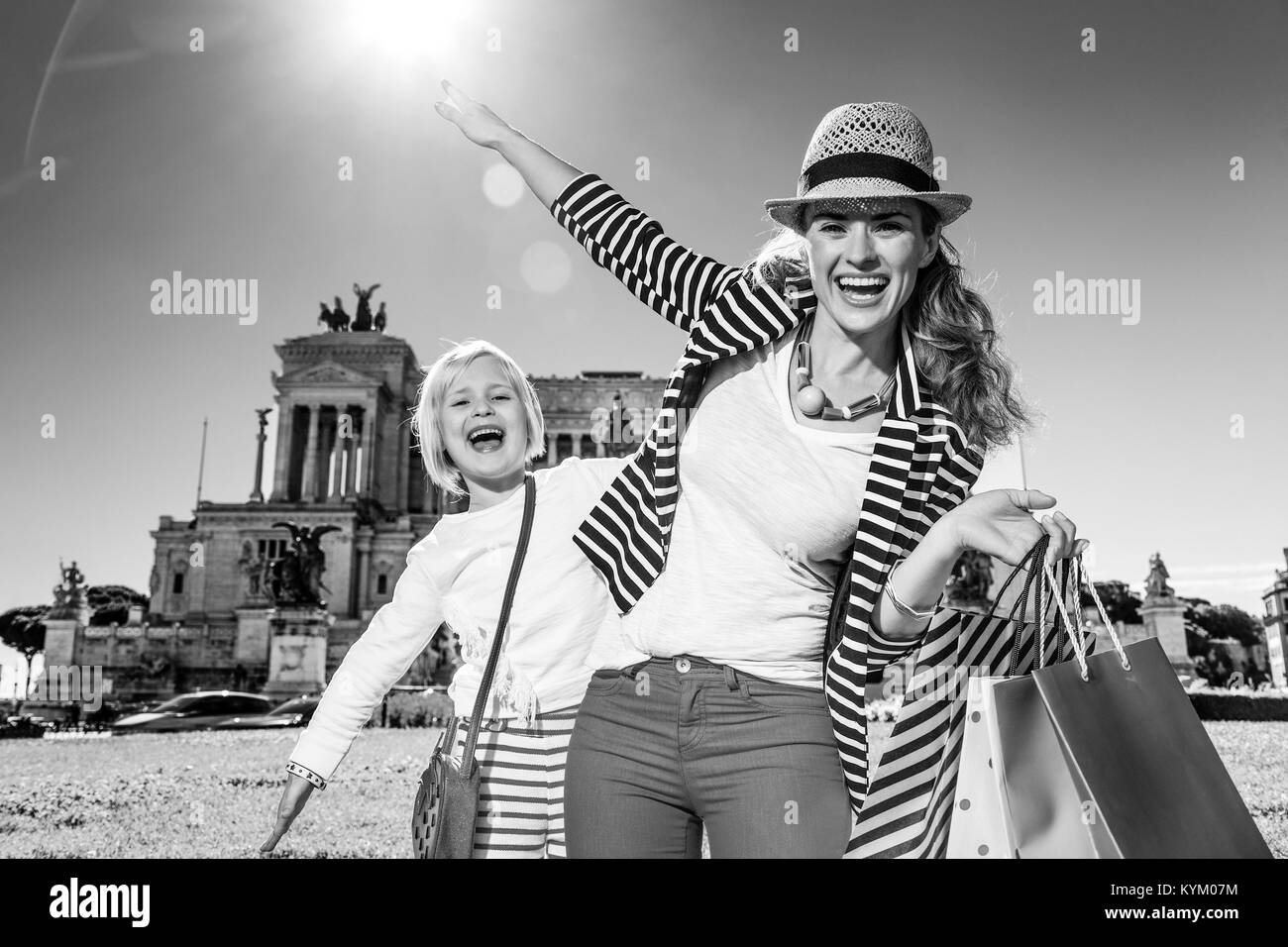Daughter and mother having fun Black and White Stock Photos & Images ...