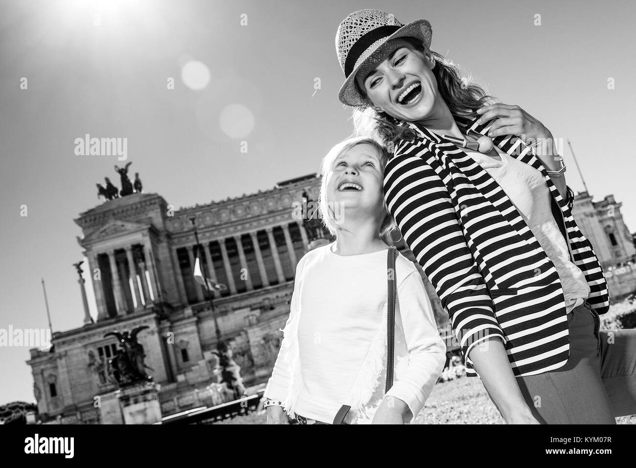 Woman child in trendy Black and White Stock Photos & Images - Alamy