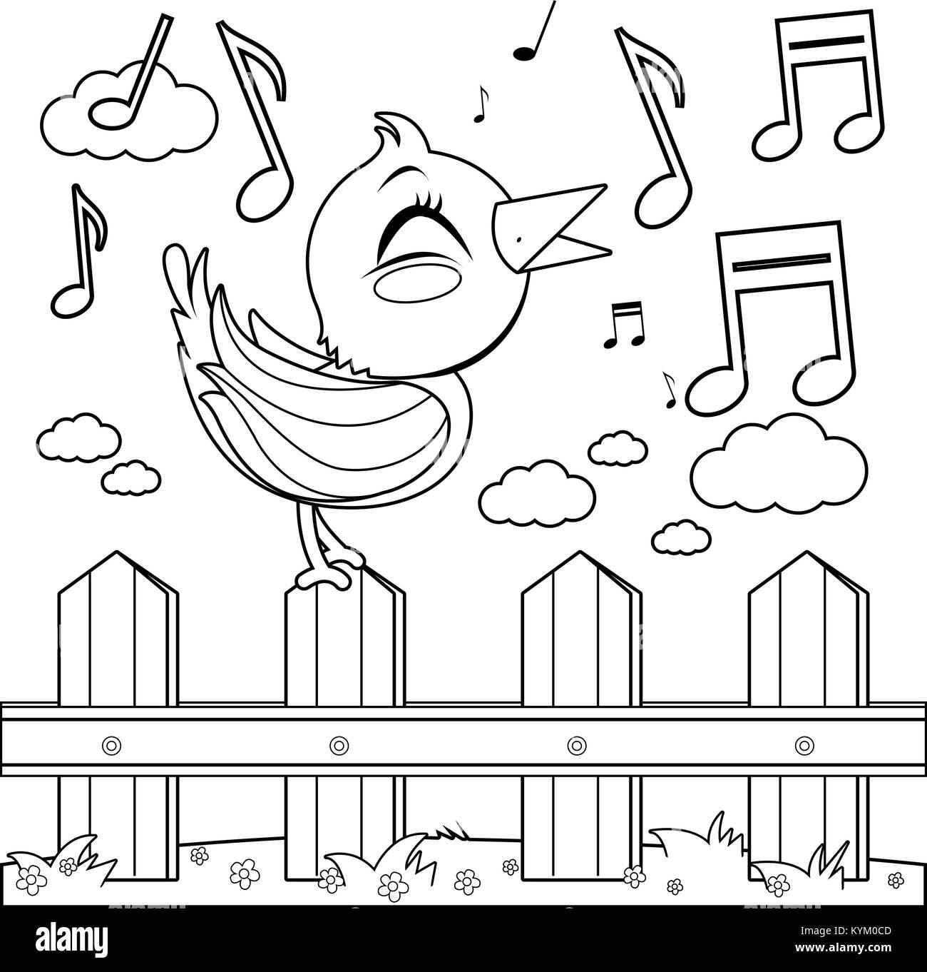 Singing bird drawing hi-res stock photography and images - Alamy