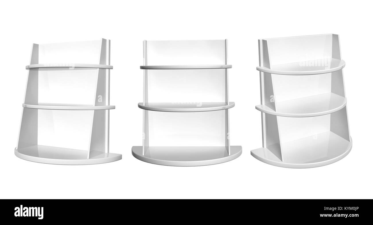 Collection of showcases. View from different angles. Objects isolated ...