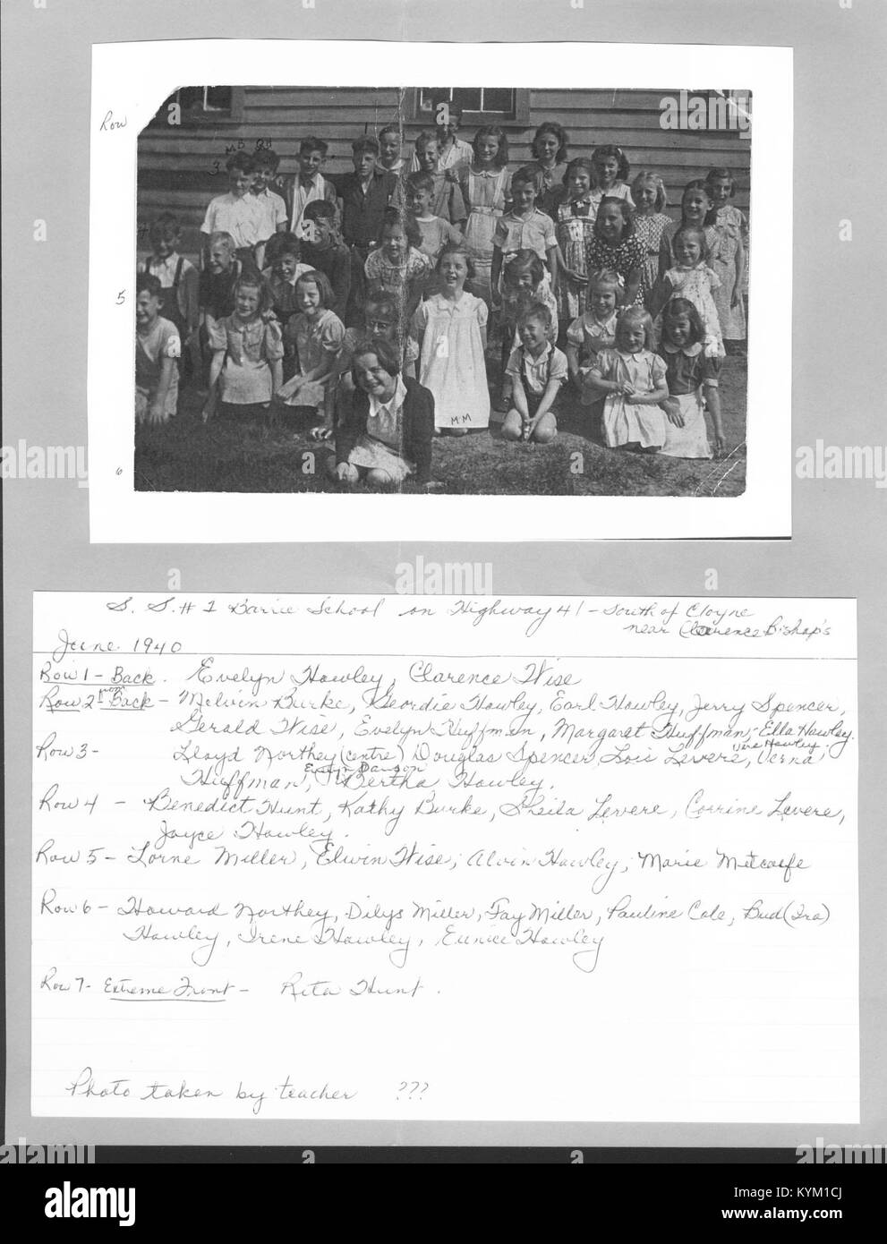 This 1940 photograph shows the SS #1 Barrie School group at Bishop's ...
