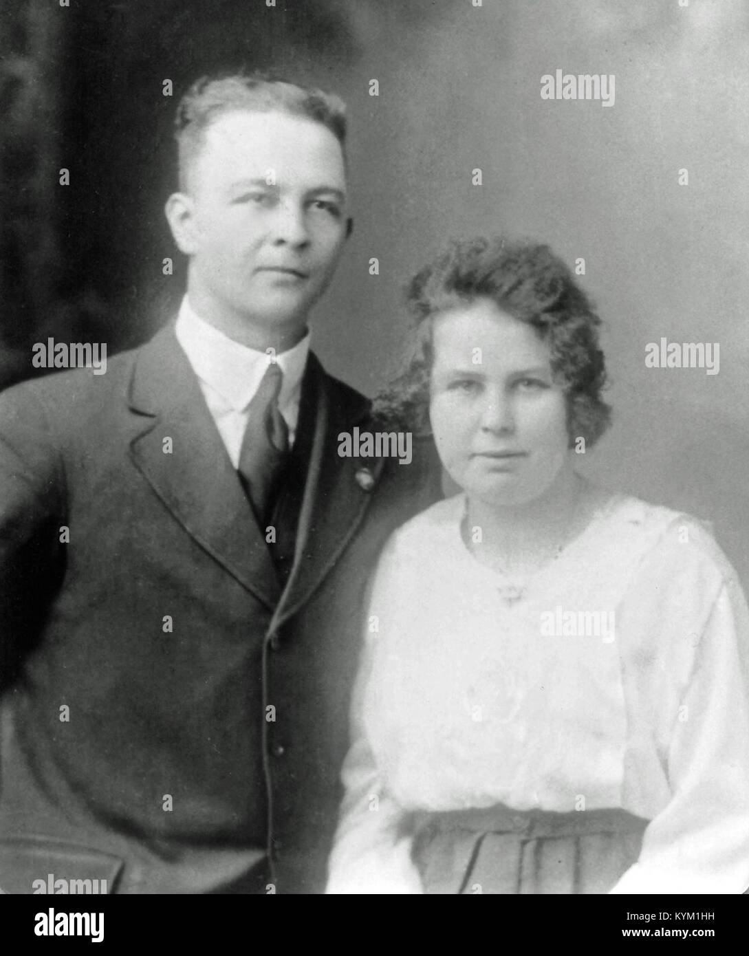A photograph from around 1919 showing John and Cassie Huffman, possibly ...