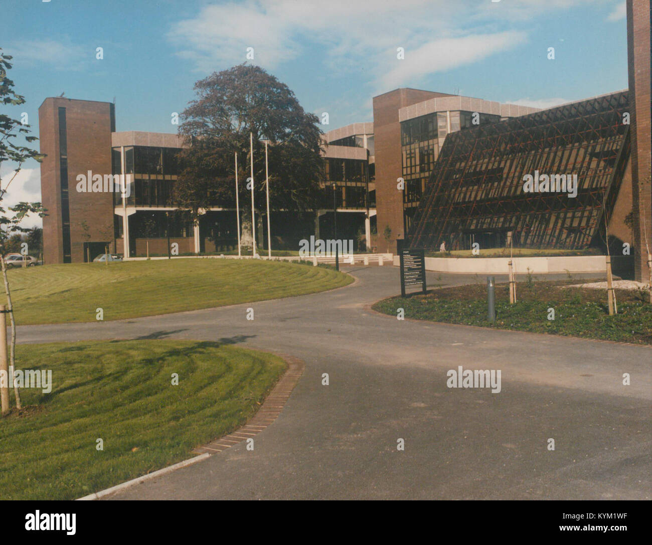 A photograph of the front reception area of a main building, taken in ...
