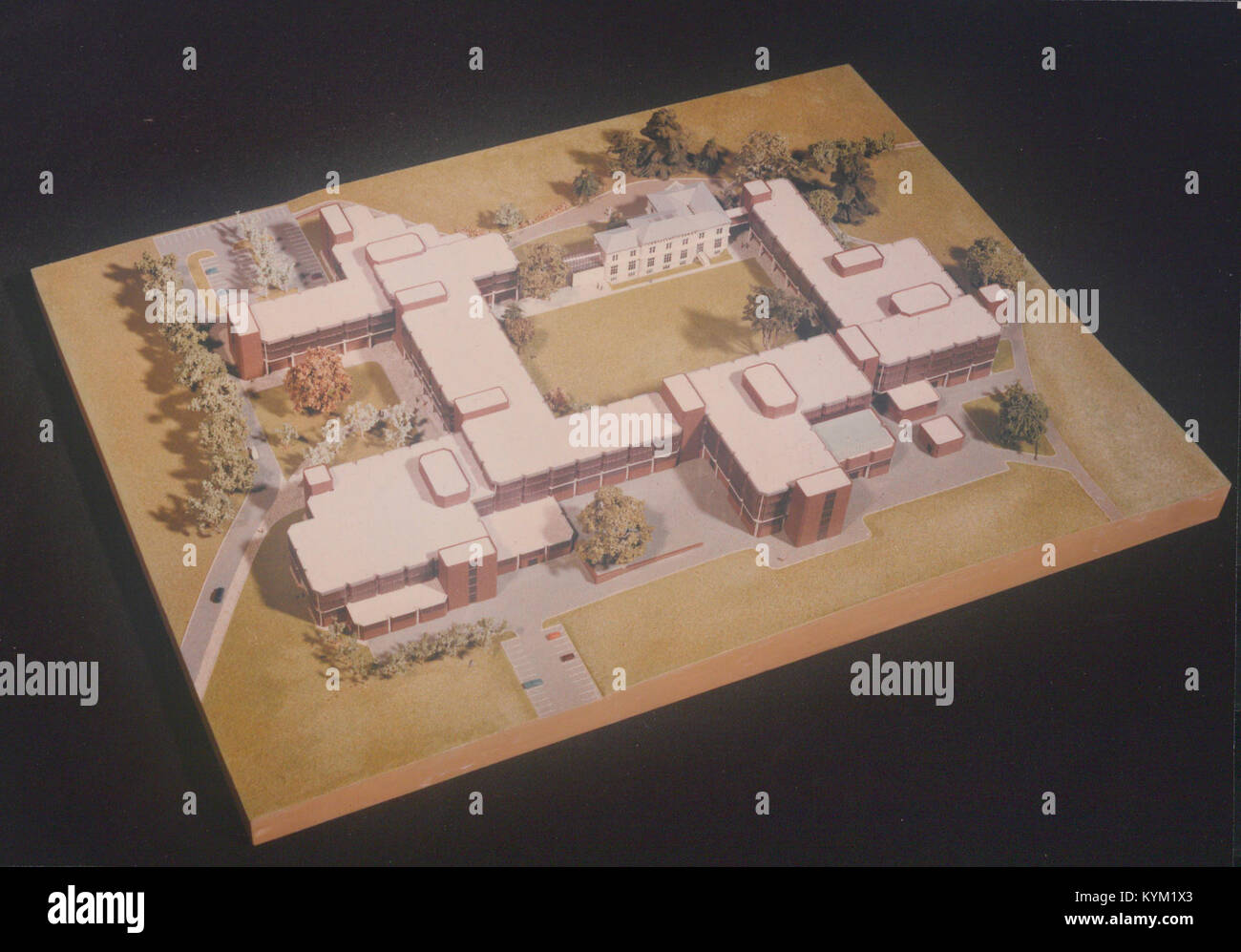 A photograph of a model of the Interdisciplinary Building and Plassey ...