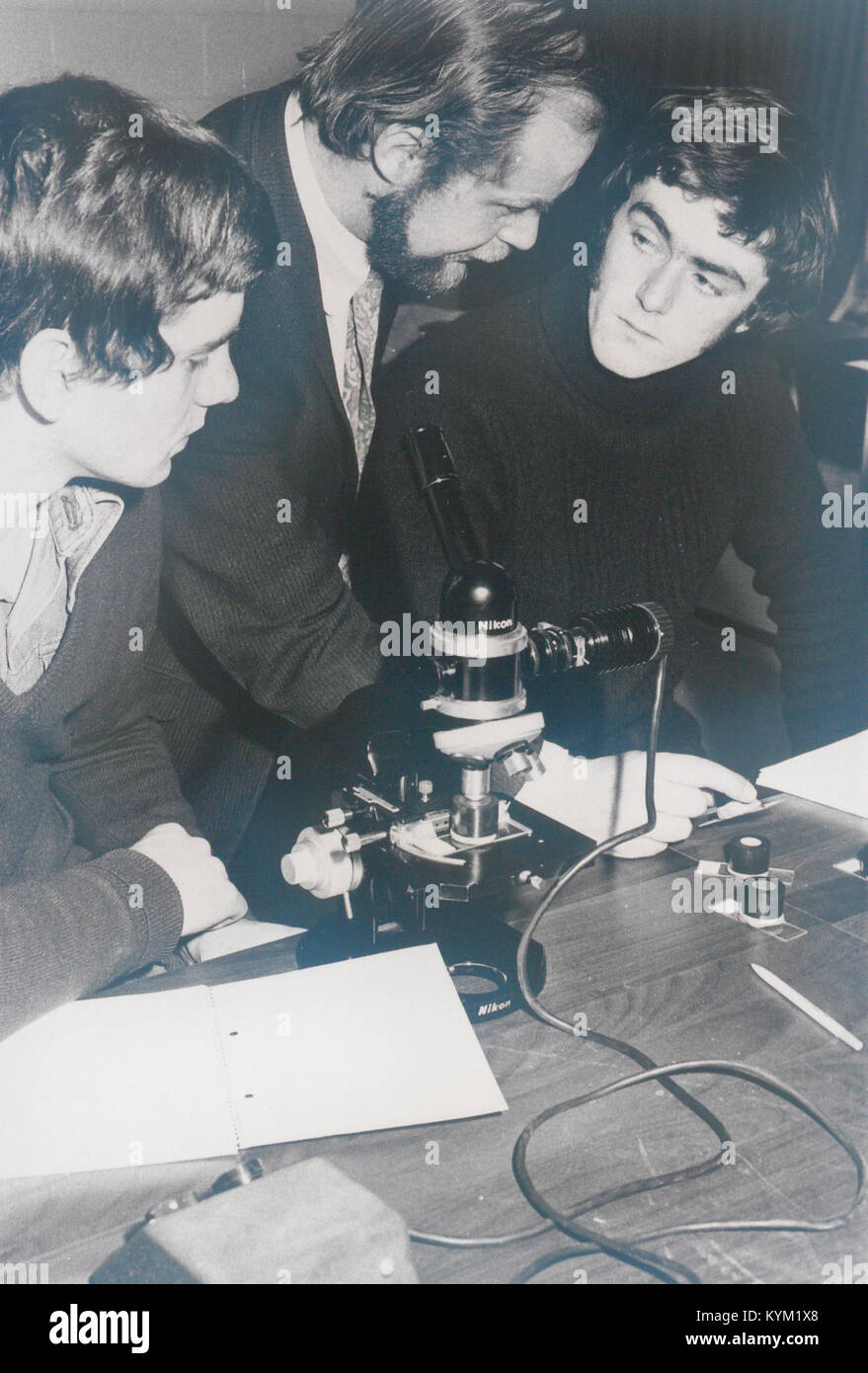 A photograph of student teachers using microscopes, possibly in a ...
