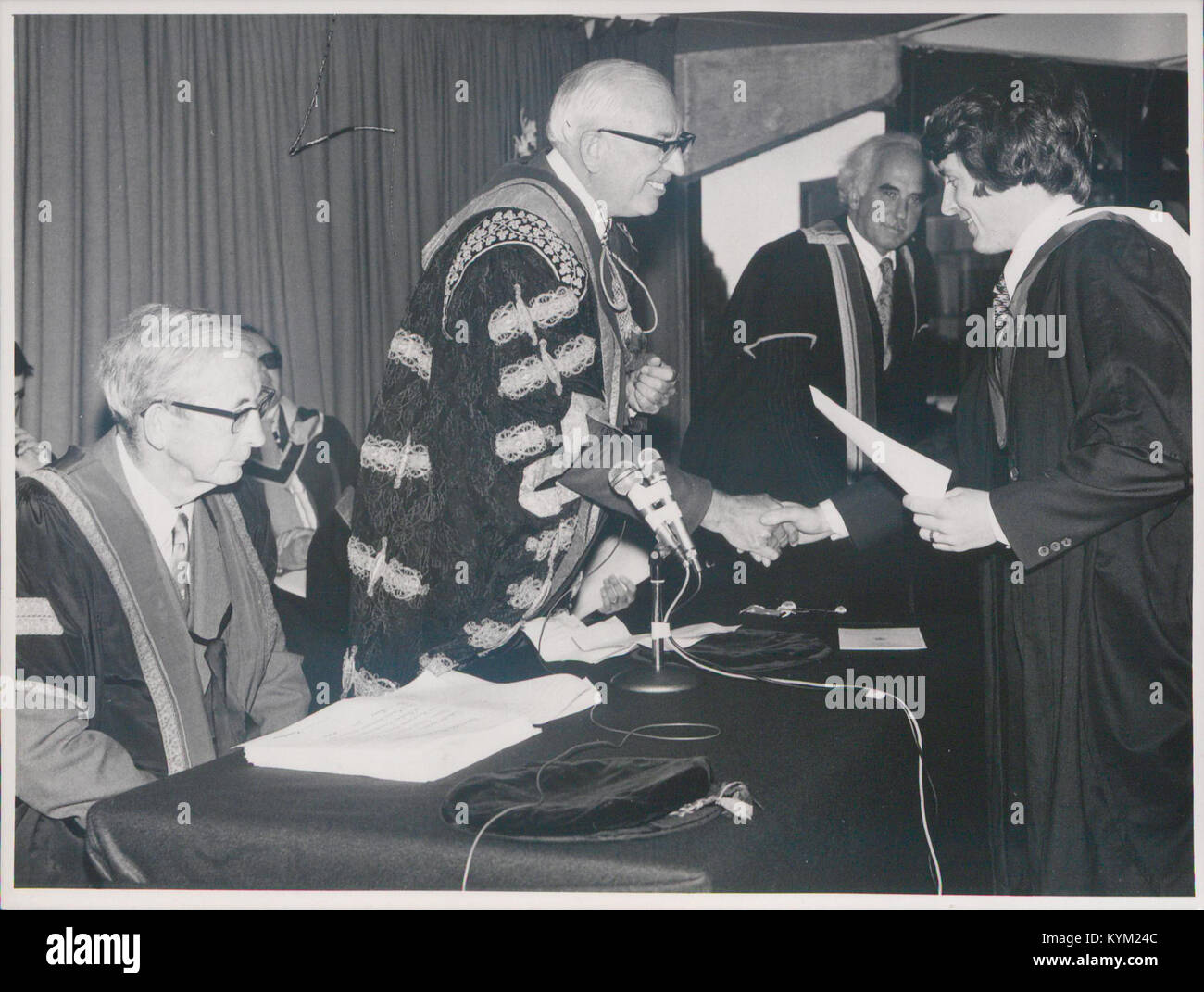 A historic photograph of James O'Reilly receiving his first degree from ...