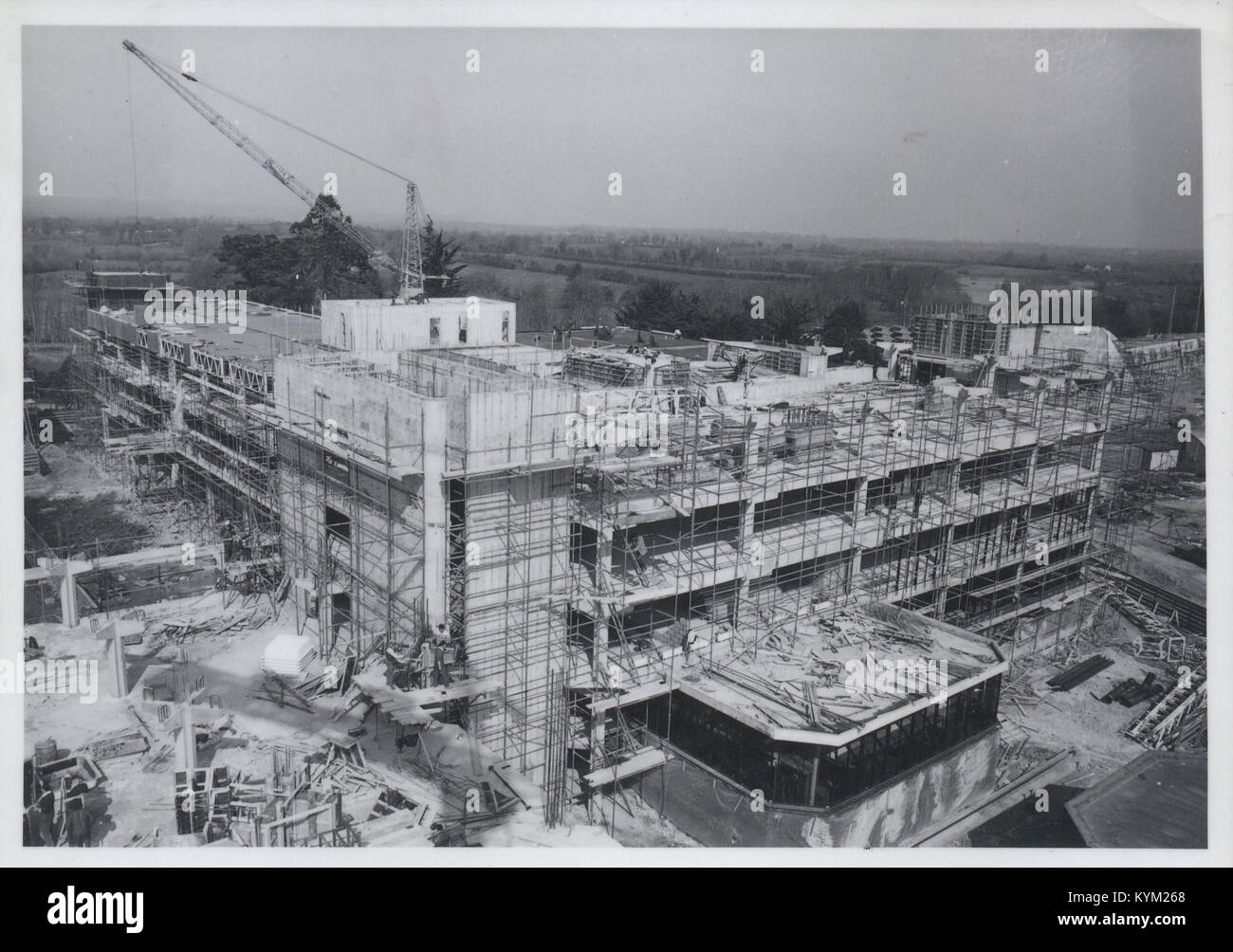 A photograph showing the Phase 1A East Building during its construction ...