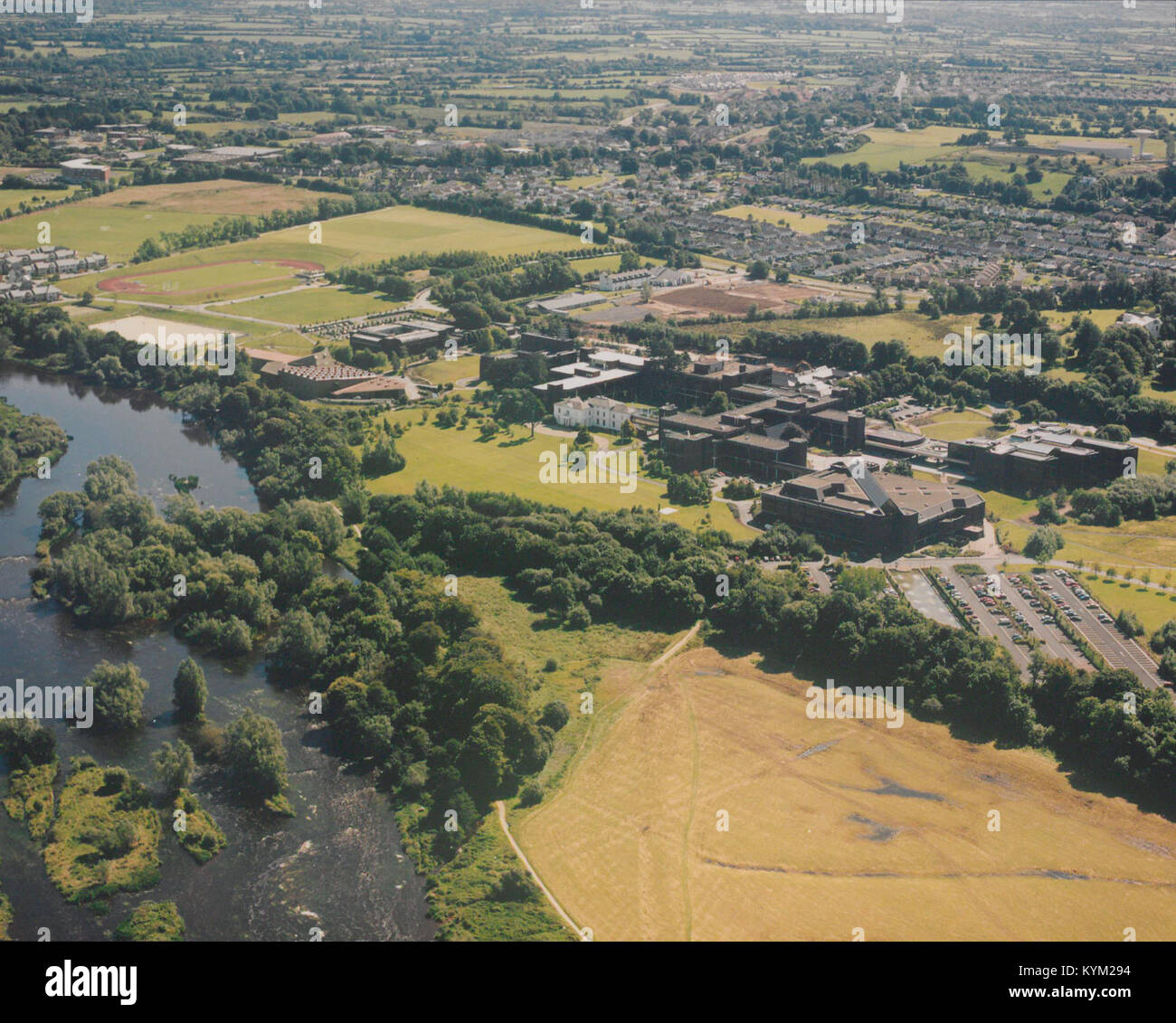 An aerial photograph of a university campus taken around 1998. The ...