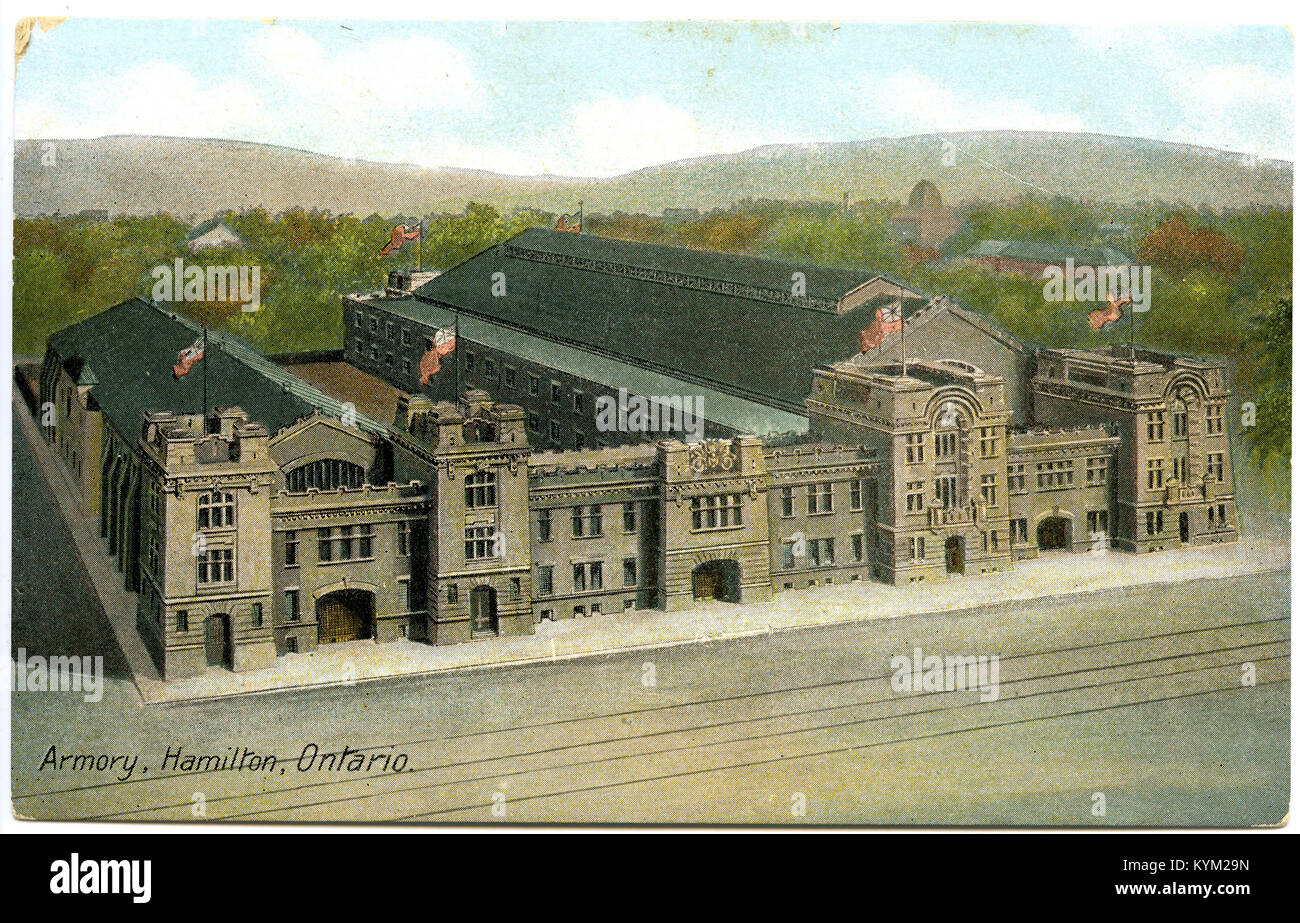 A historic image of the Armory in Hamilton, Ontario, taken in 1907. The ...