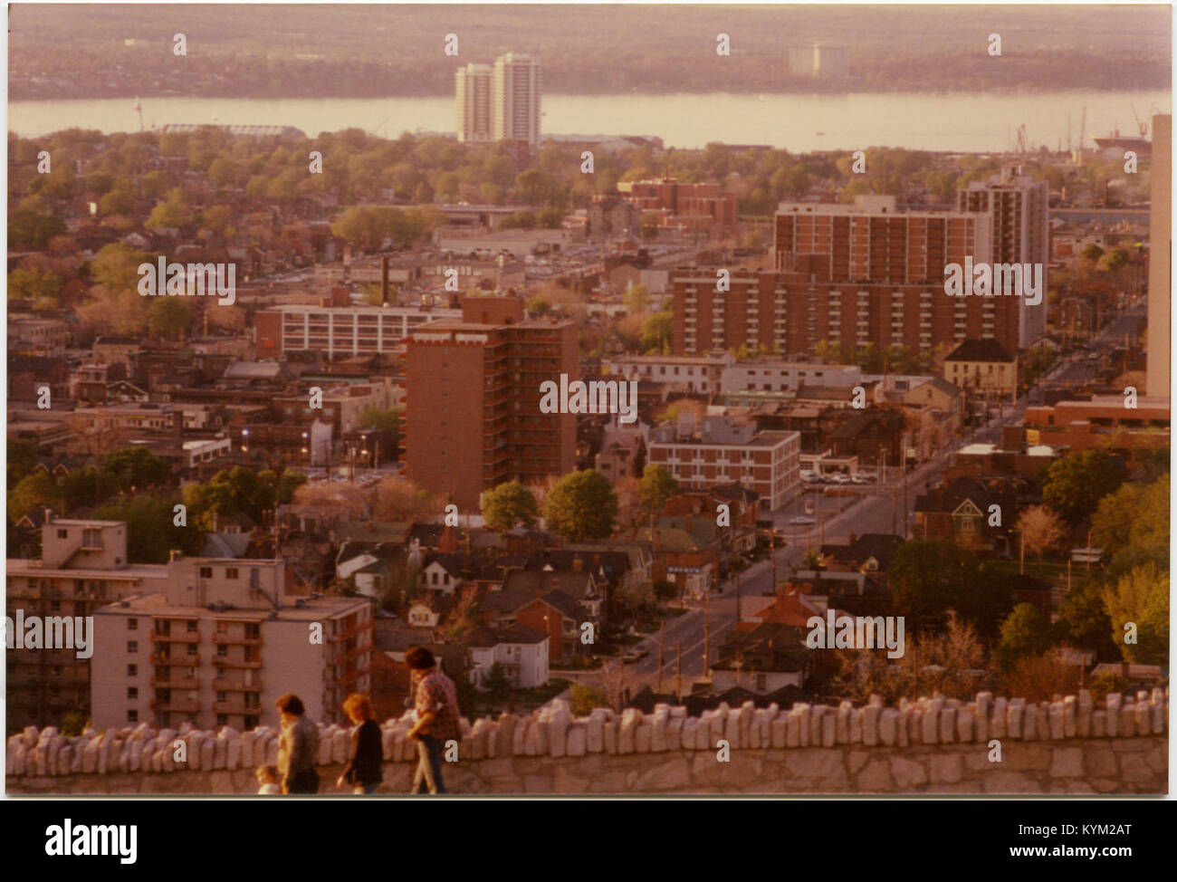 A historic illustration depicting the downtown area of Hamilton ...