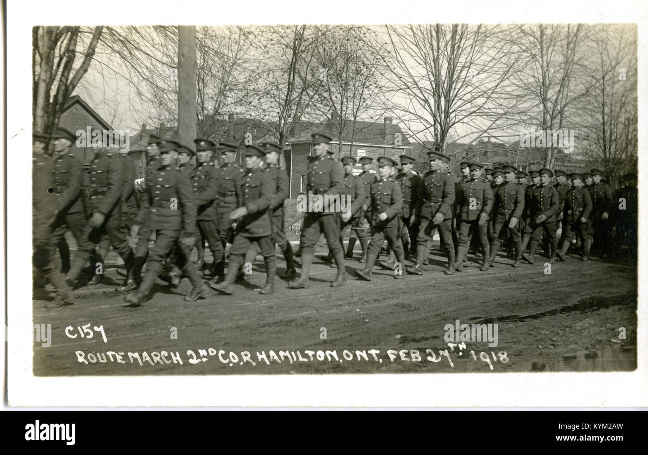 A photograph of Canadian soldiers marching during a route march on ...