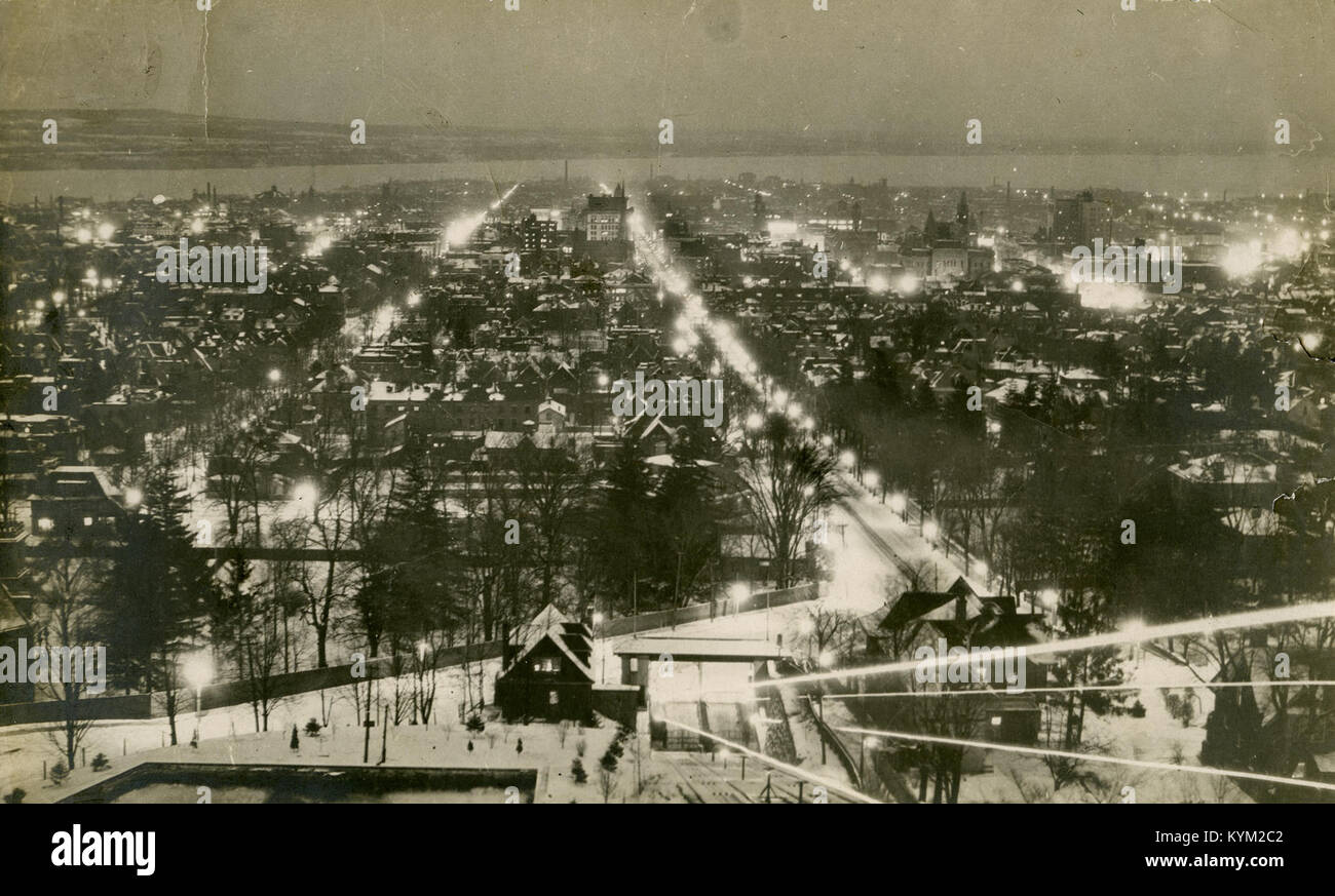 A historic, night-time photograph of Hamilton, showcasing the city's ...