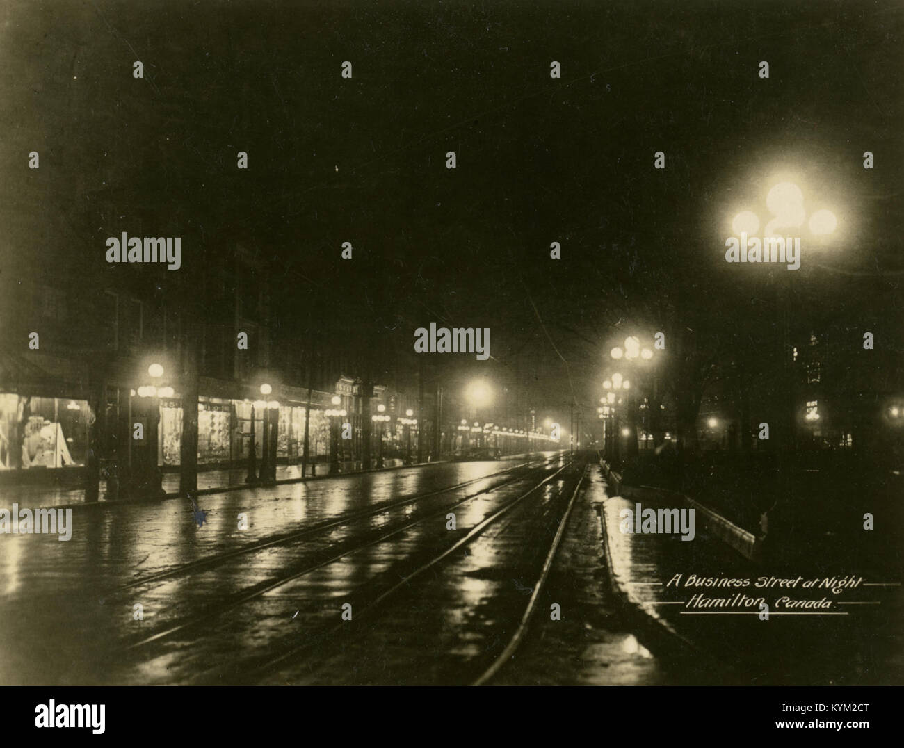 Photograph of King Street in Hamilton at night, showcasing the ...