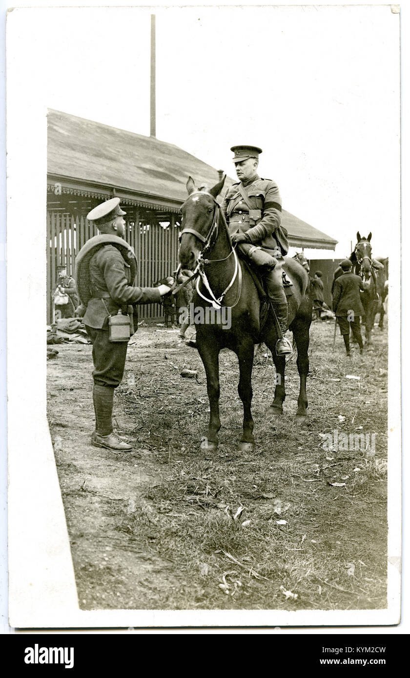 A photograph of a Canadian officer mounted on horseback during the ...