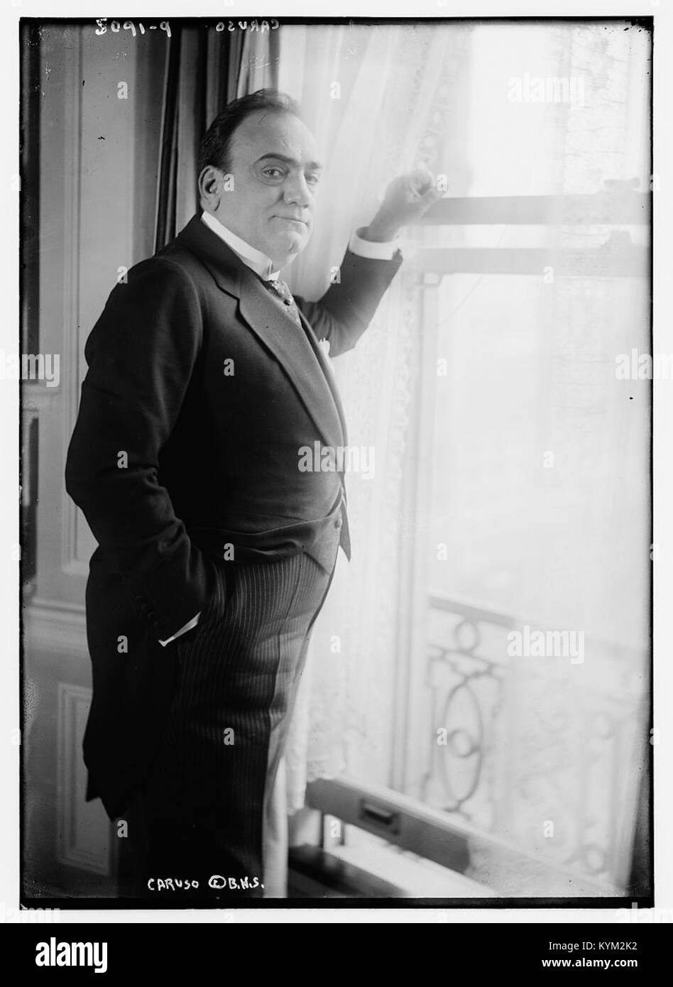 A historic illustration featuring Caruso, depicting the legendary tenor ...
