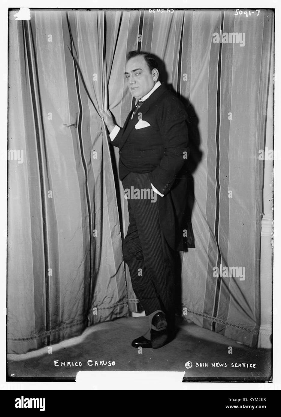 Portrait of Enrico Caruso, the famed Italian operatic tenor, captured ...