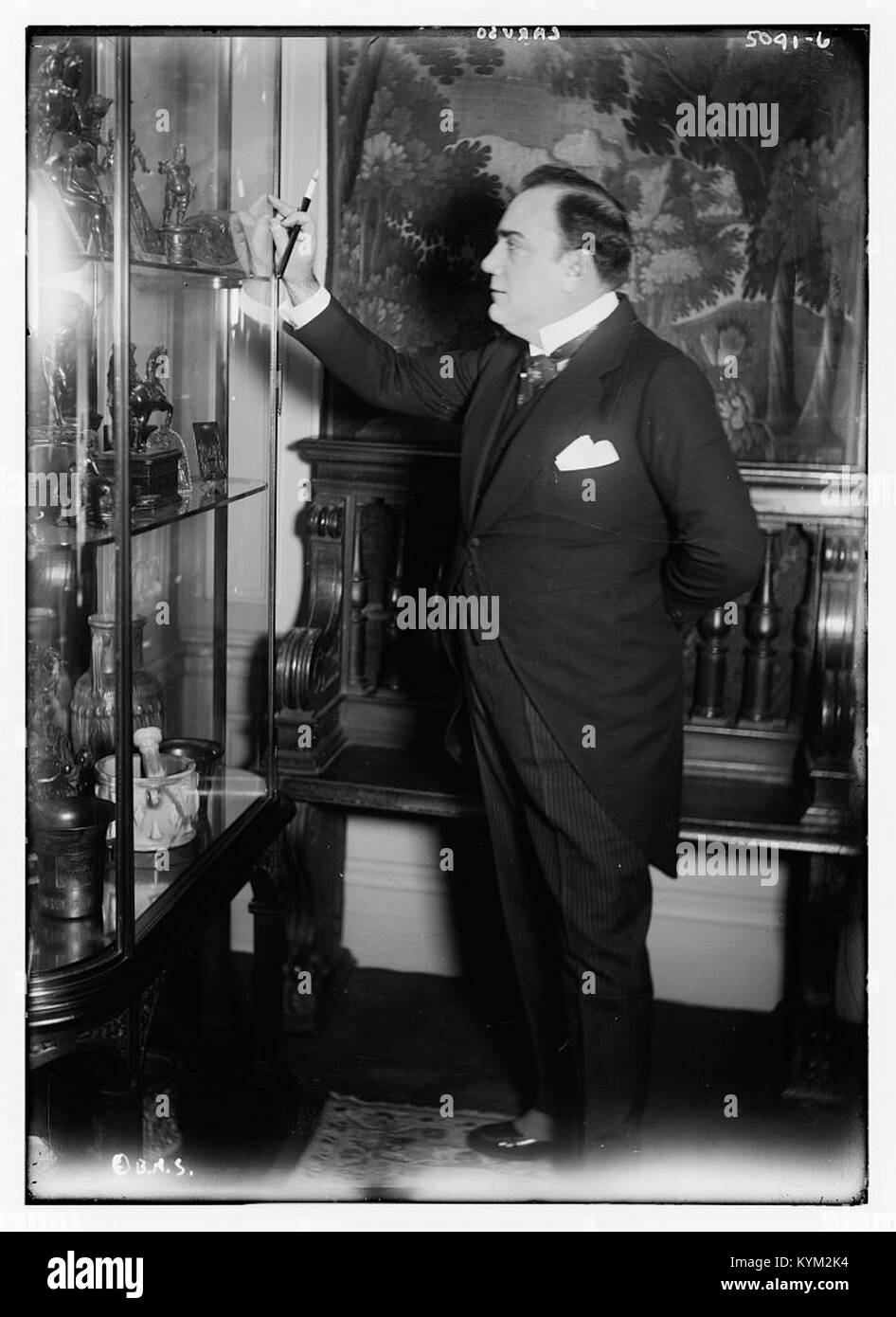 Image of Caruso, the famous opera singer, with a historical backdrop in ...