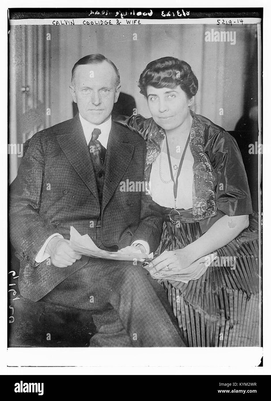 A historic photograph of President Calvin Coolidge and his wife ...
