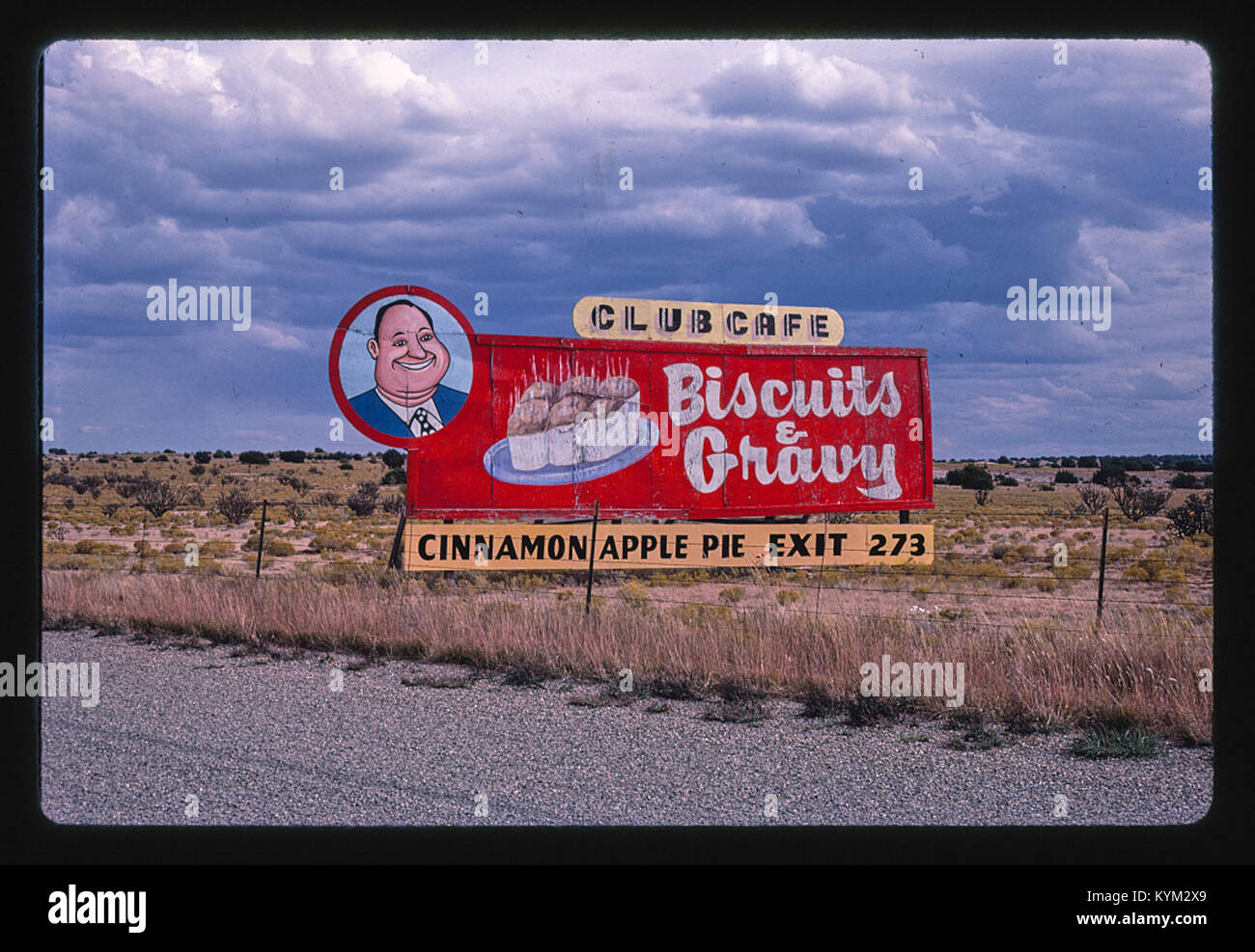 A historical image of the Club Cafe sign near Santa Rosa, New Mexico ...