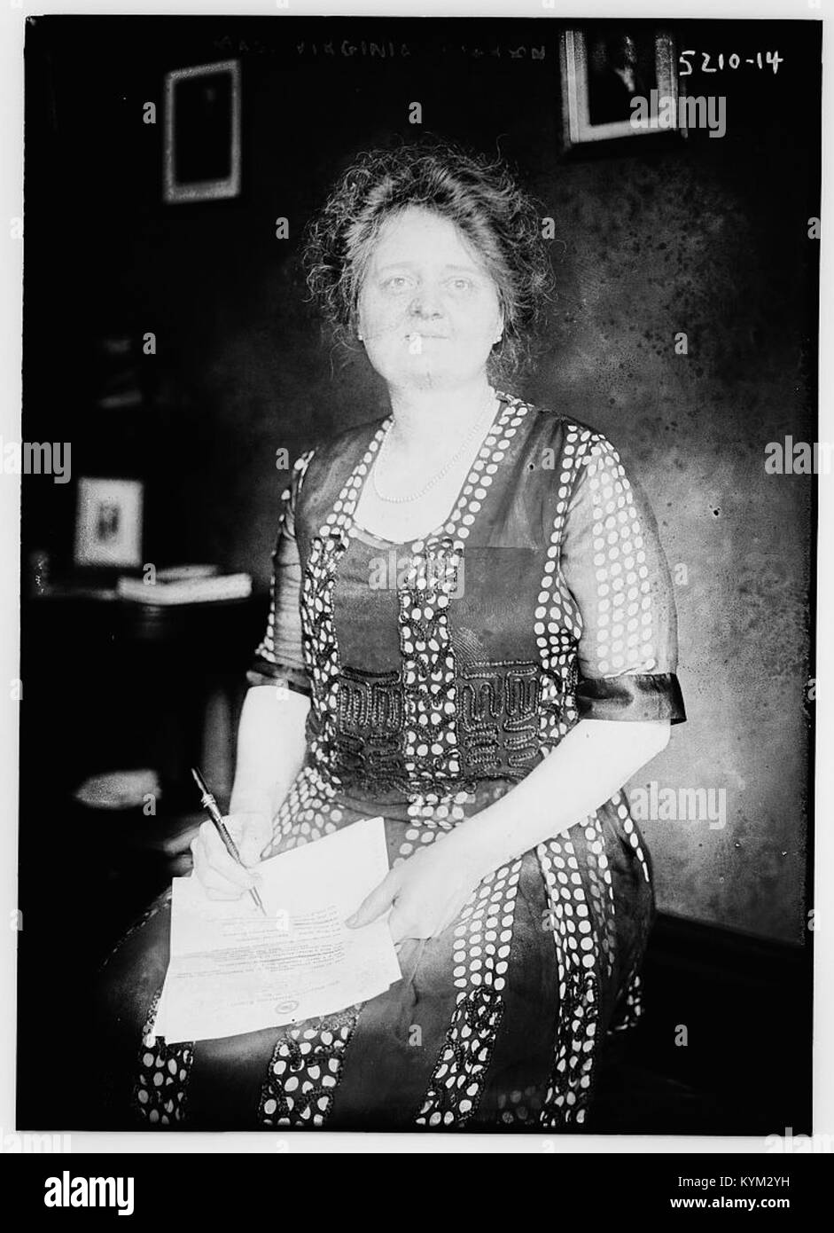 Portrait of Mrs. VA Pearson, captured in black-and-white, offering ...