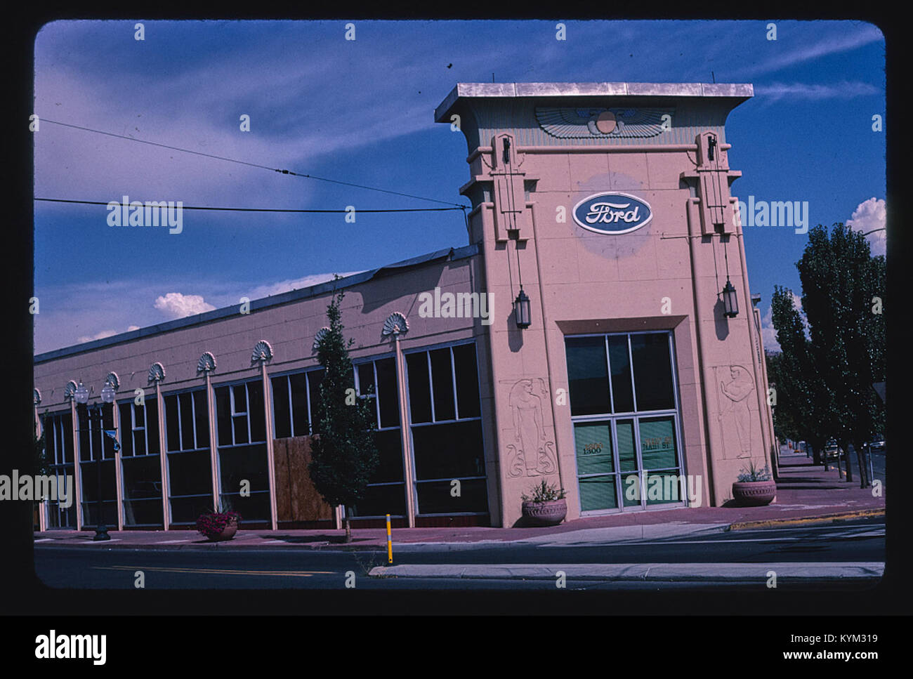 A Ford dealership located at 1300 Main Street, Klamath Falls, Oregon. The photograph captures a ...