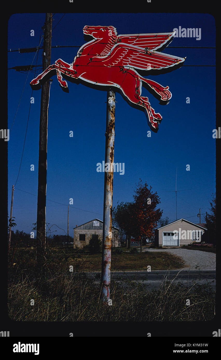 A historic image of the Flying Red Horse Mobil sign located on Route ...