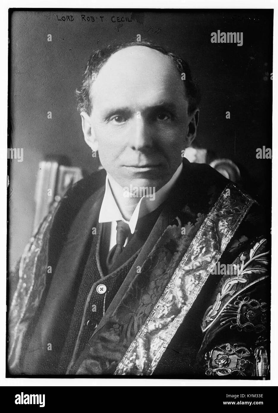 A portrait of Lord Robert Cecil, a British politician and diplomat. The ...