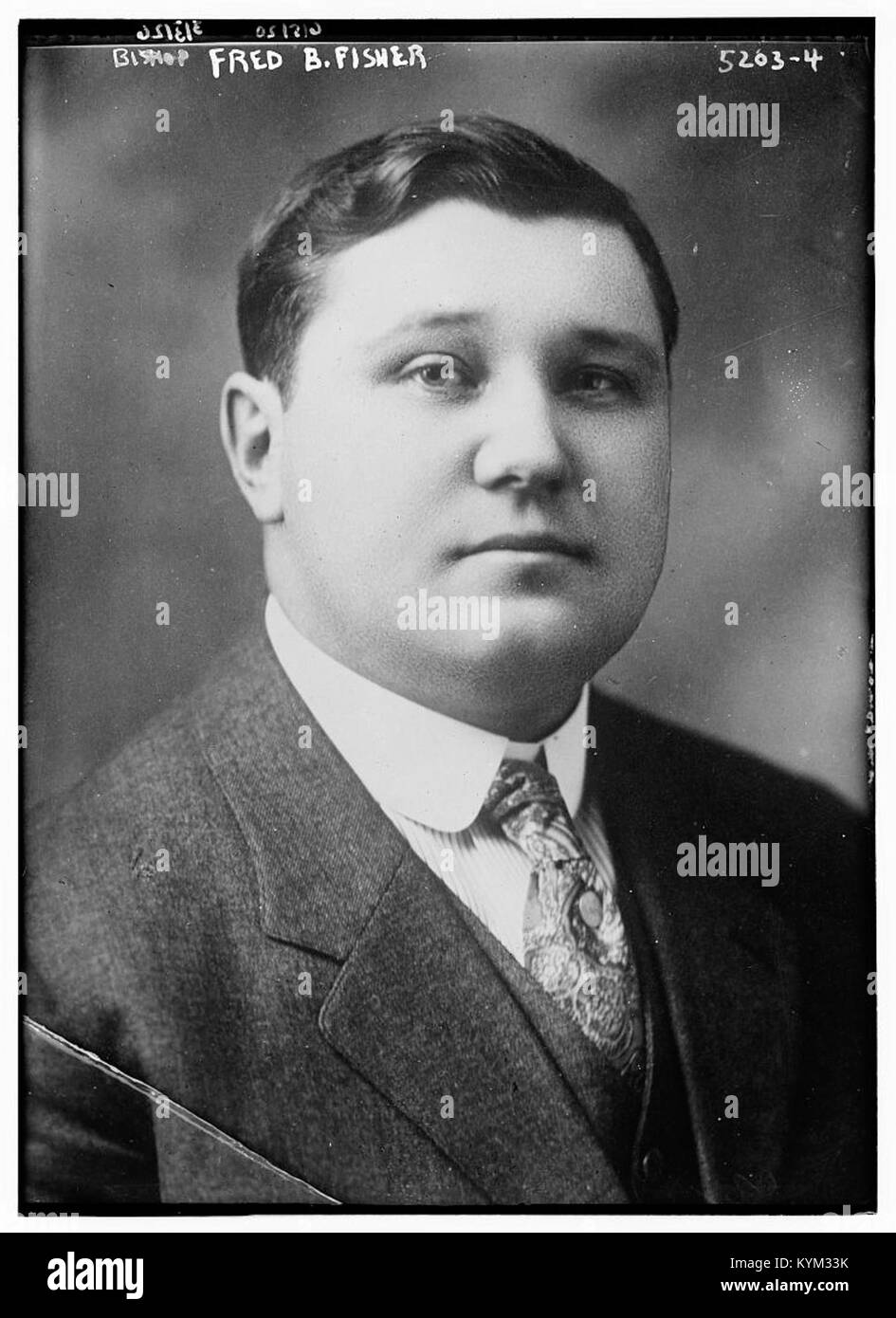 A historical photograph of Bishop Fred B. Fisher, an influential ...
