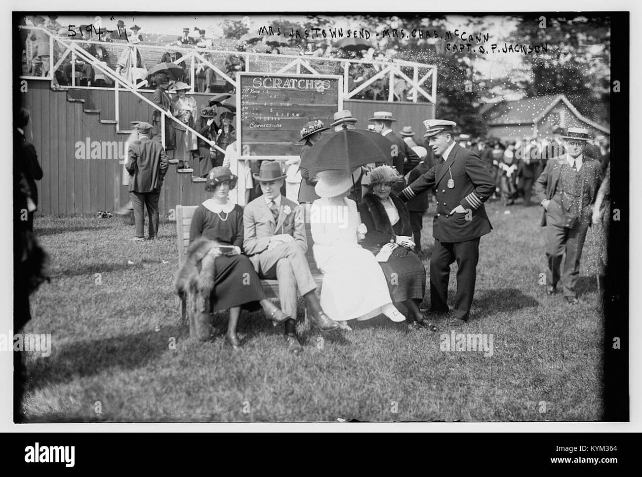 A historic photograph of Mrs. Jas Townsend, Mrs. Chas McCann, and ...