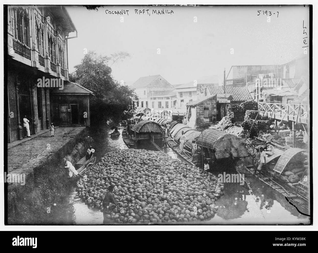 A photograph showing a coconut raft in Manila, Philippines, used for ...