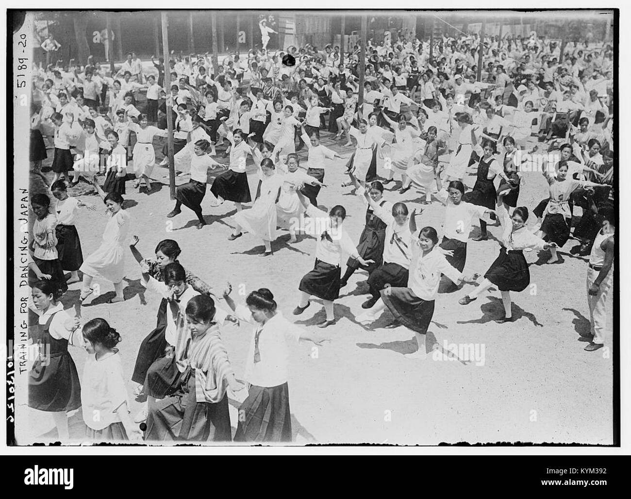 A historic photograph showing individuals in Japan training for a ...