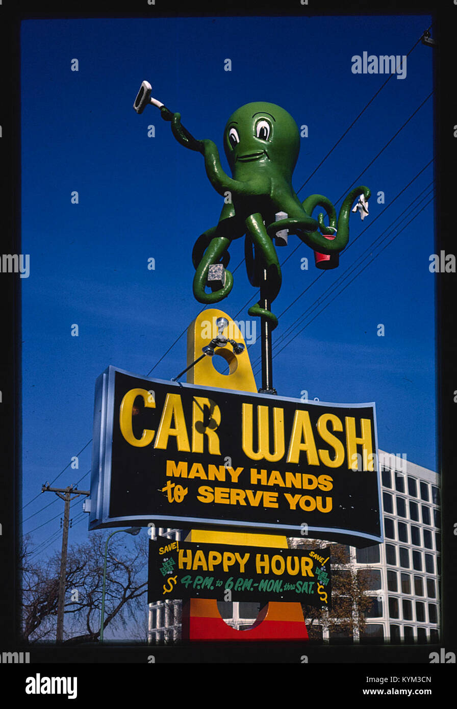 A historical photograph of the Octopus Car Wash in Minneapolis ...