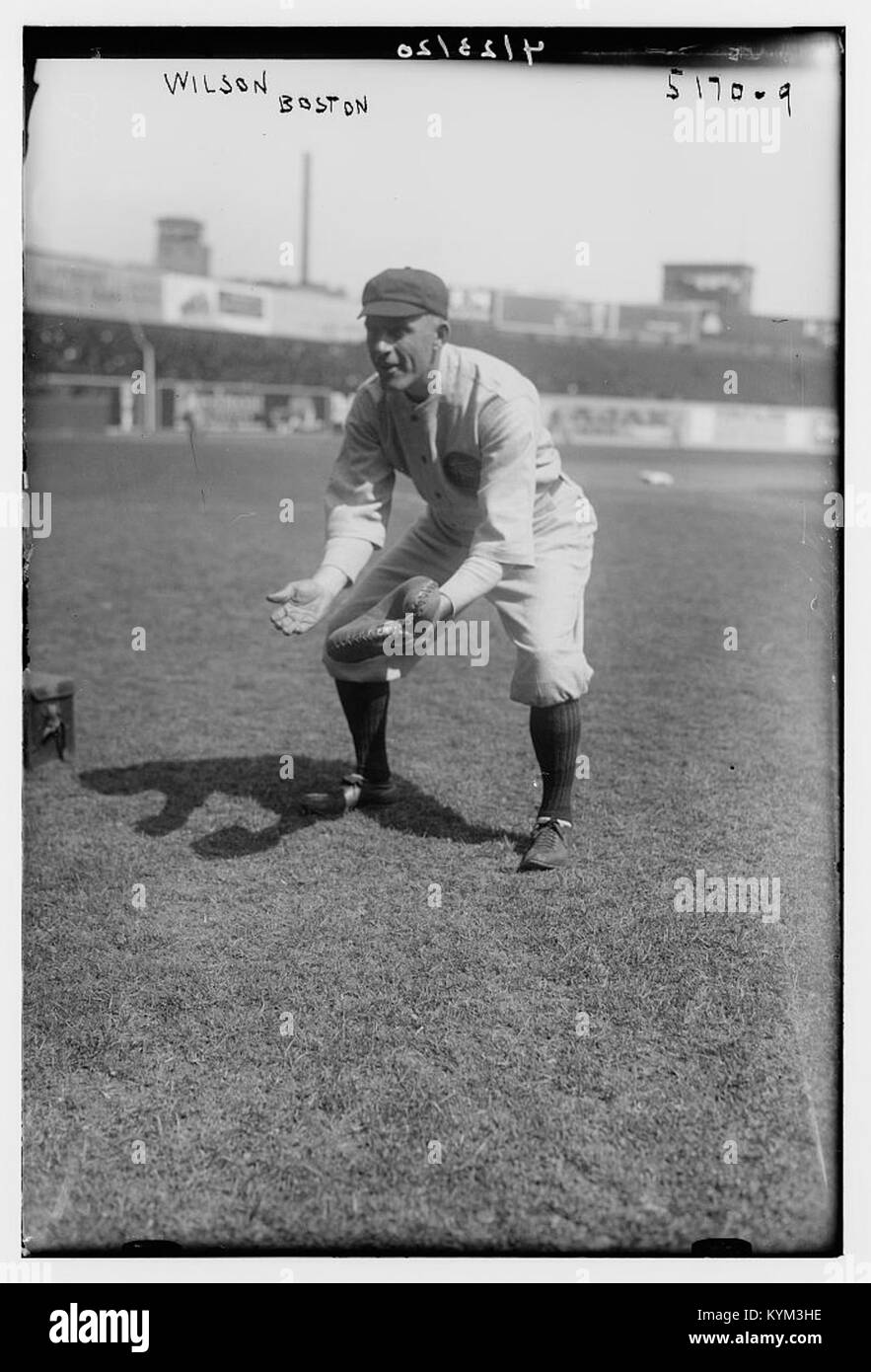 A historic illustration of Art Wilson, a baseball player from Boston ...
