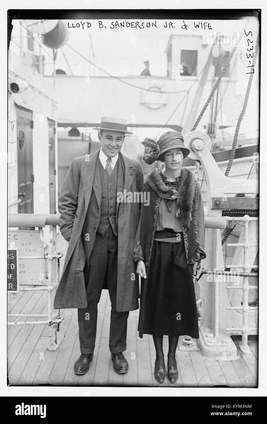 A historical portrait of Lloyd B. Sanderson Jr. and his wife, captured ...