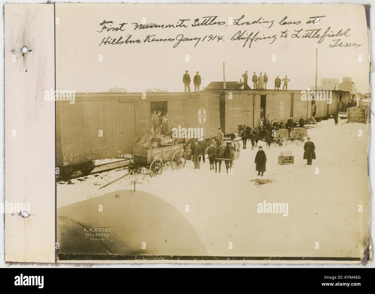 A historical photograph from January 1914 showing the first Mennonite ...