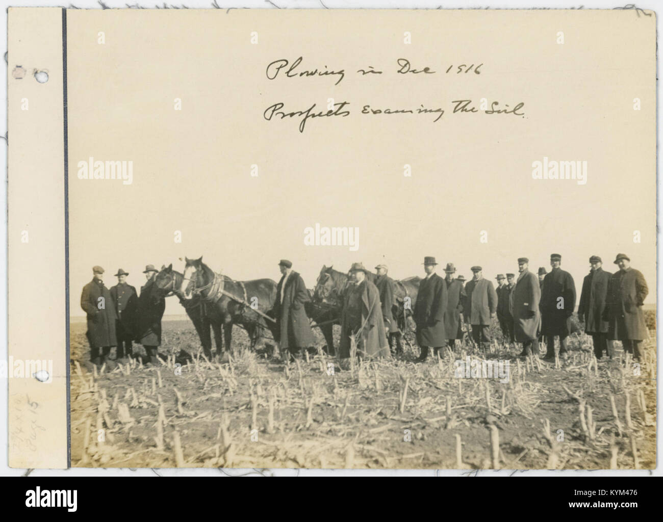 Photograph from December 1916, showing farmers plowing the land and ...
