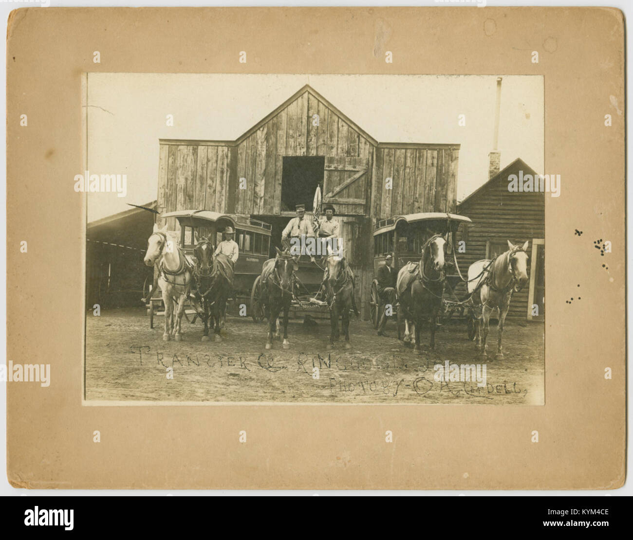 A historical photograph featuring the Transfer Co. in Ringgold, Texas ...