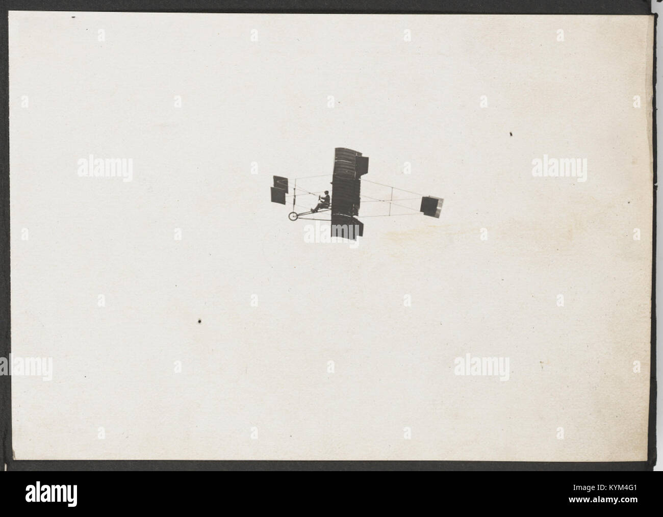 Photograph of a Curtiss Pusher aircraft in flight, showcasing early ...