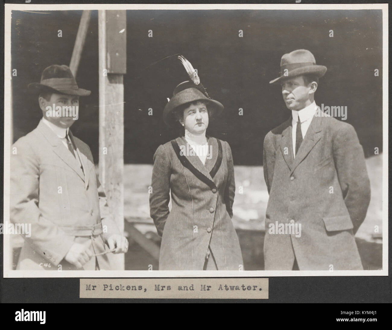 Historic photograph of Mr. Pickens, Mrs. and Mr. Atwater, with ...