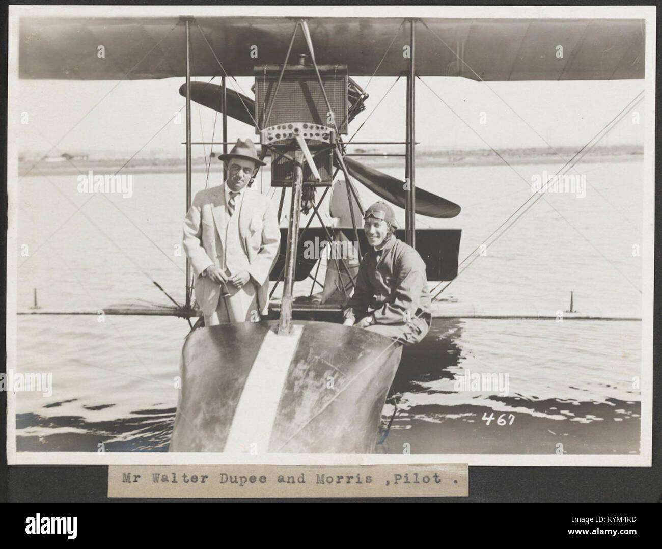 An early aviation photograph showing Mr. Walter Dupee and Lieutenant ...
