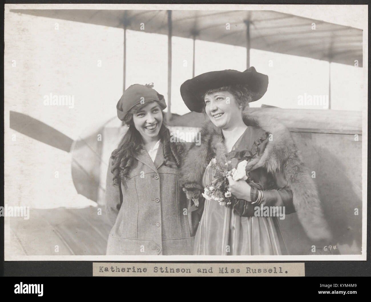 A photograph of Katherine Stinson, a pioneering aviator, with Miss ...
