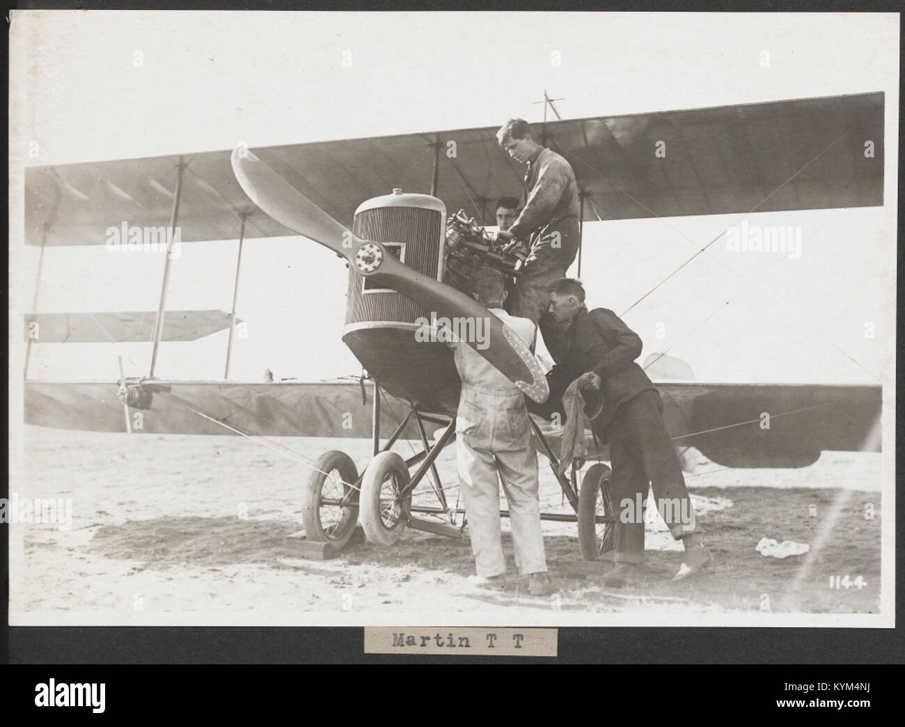 A historical photograph of a Martin T.T. biplane from the Glenn L ...