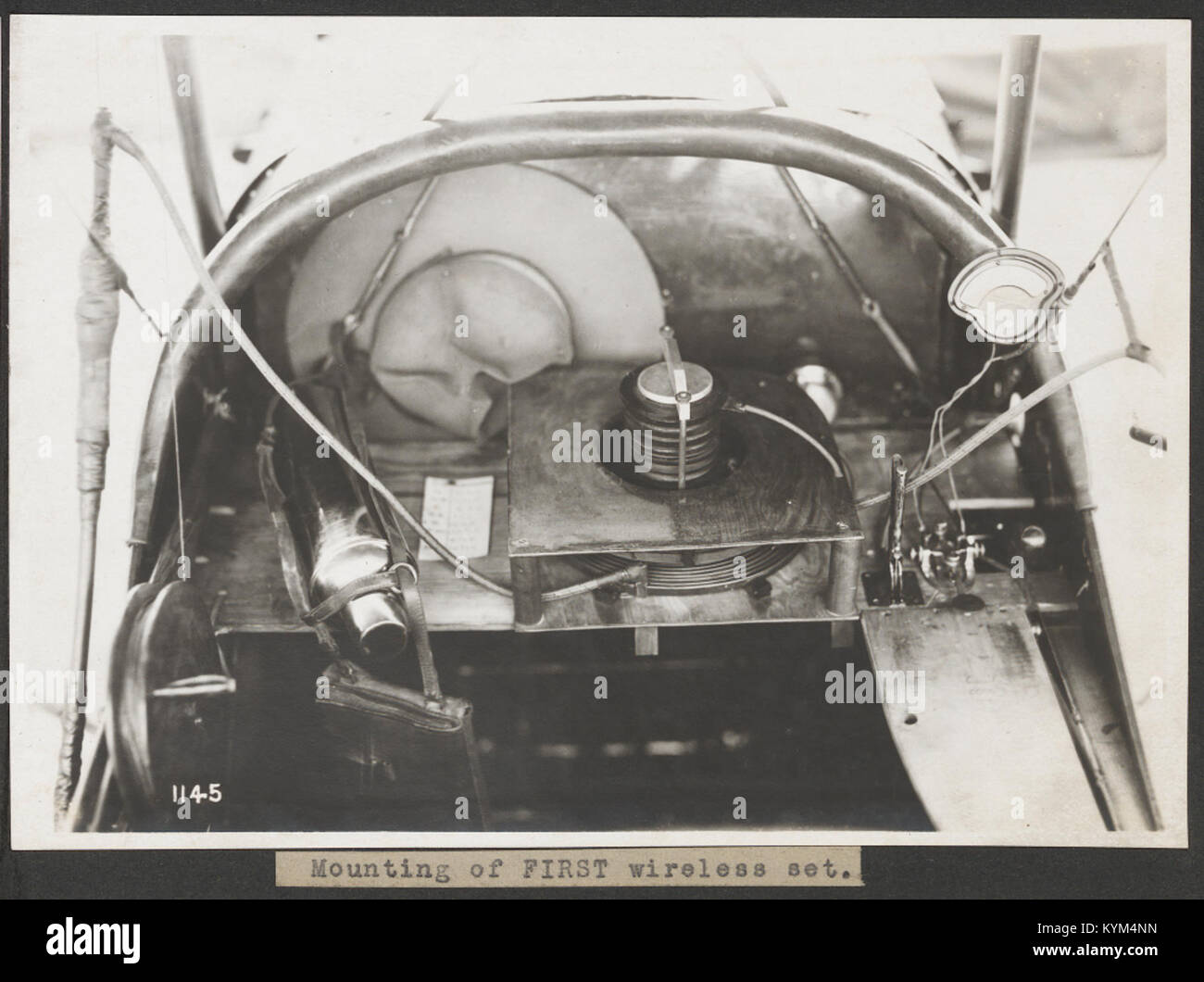 A historical image of the mounting of the first wireless set on a ...