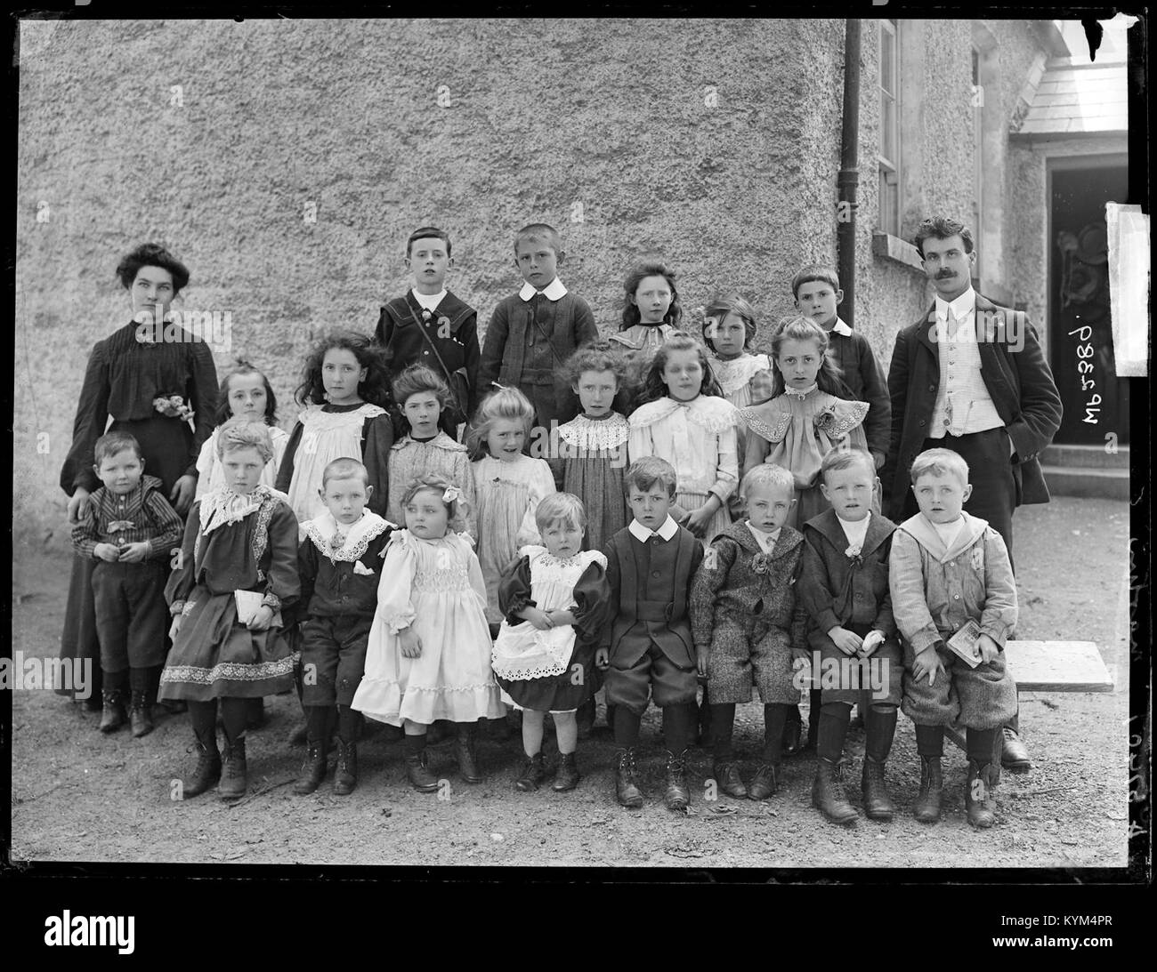 A vintage photograph from around 1910, showing children returning to ...