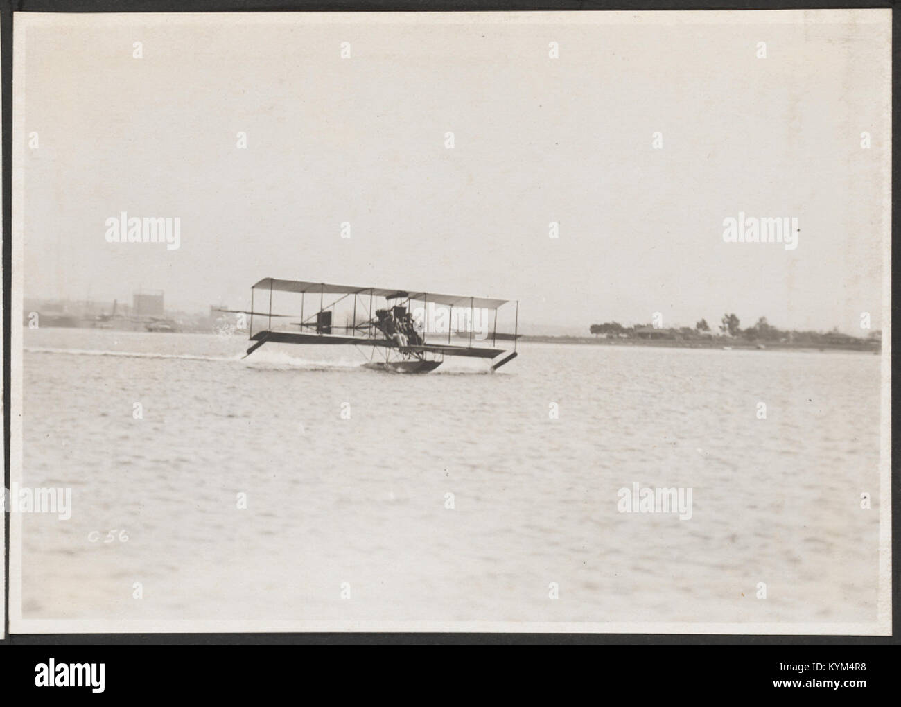 A historical image of a Curtiss Pusher floatplane, an early aircraft ...