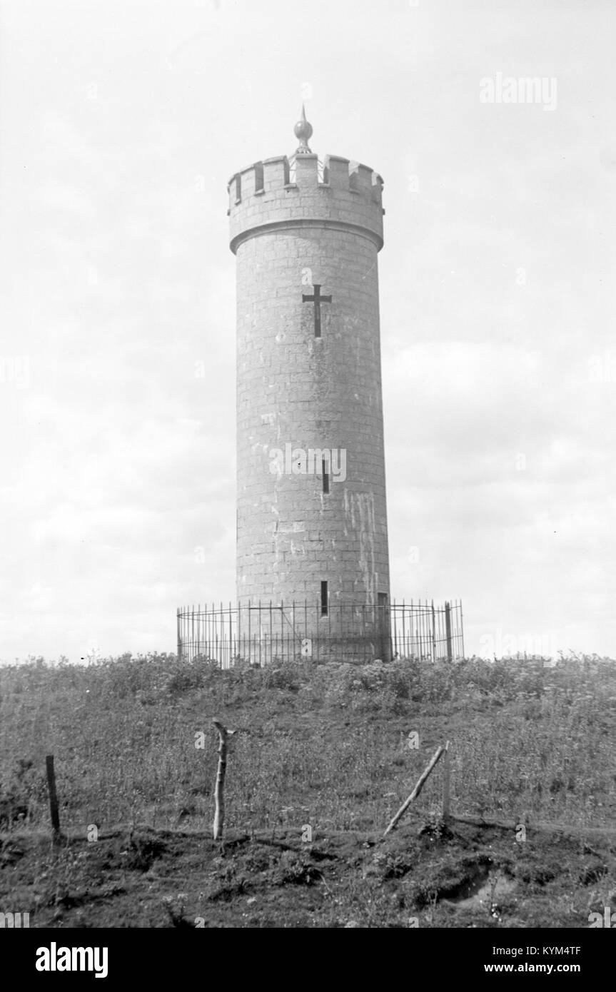 A historical illustration of Allen Tower, located in Kildare, Ireland ...