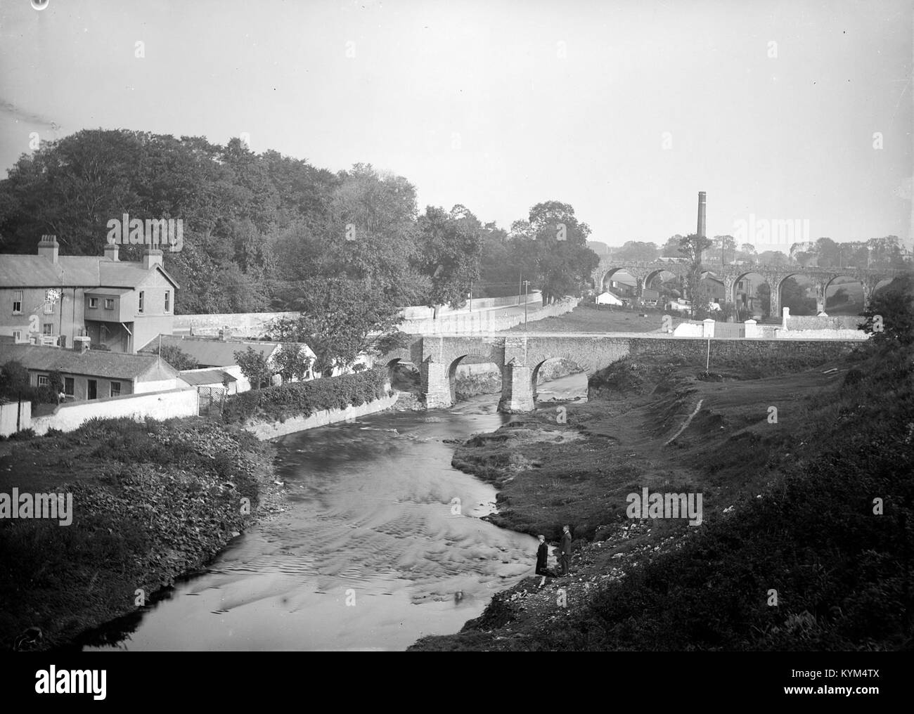 A photograph showing the Dodder River running through the area of ...