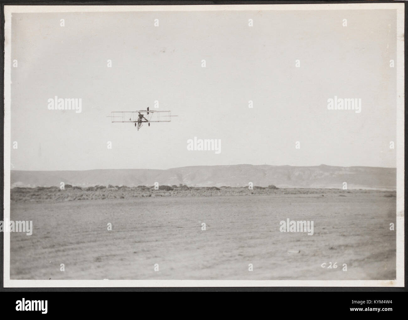 #Curtiss Pusher, an early biplane, in flight. This historic image ...